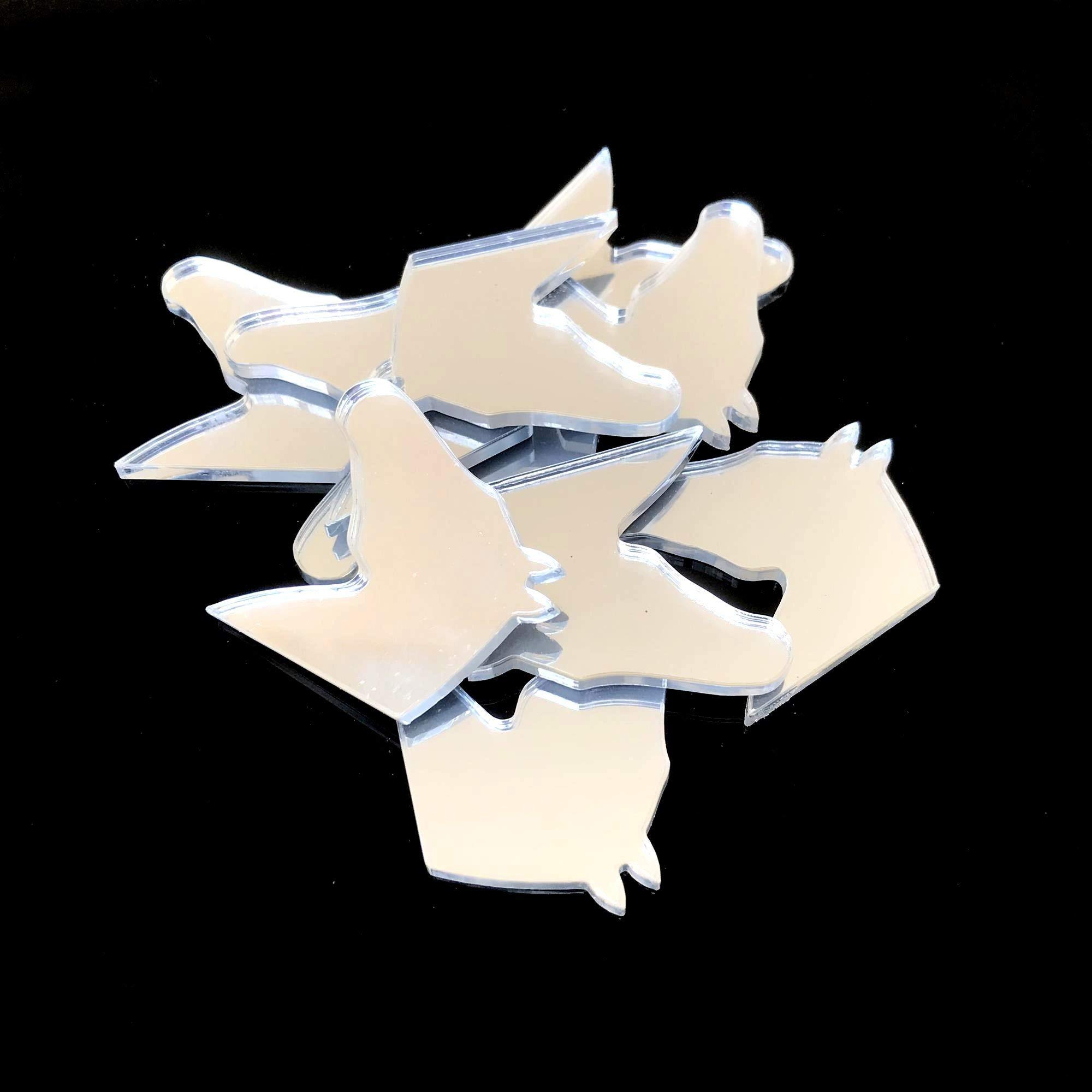 Super Cool Creations Horses Head Shaped Crafting Mirrors, Set of 10, Many Colours, Shatterproof Acrylic, Mocha Brown, Pack of 10 x 6cm
