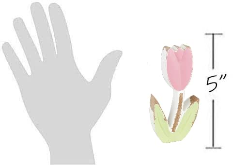Collins Painting Wooden Flower Shelf Sitter (Pink Tulip), 4 inch W x 5 inch H x 0.75 inch D