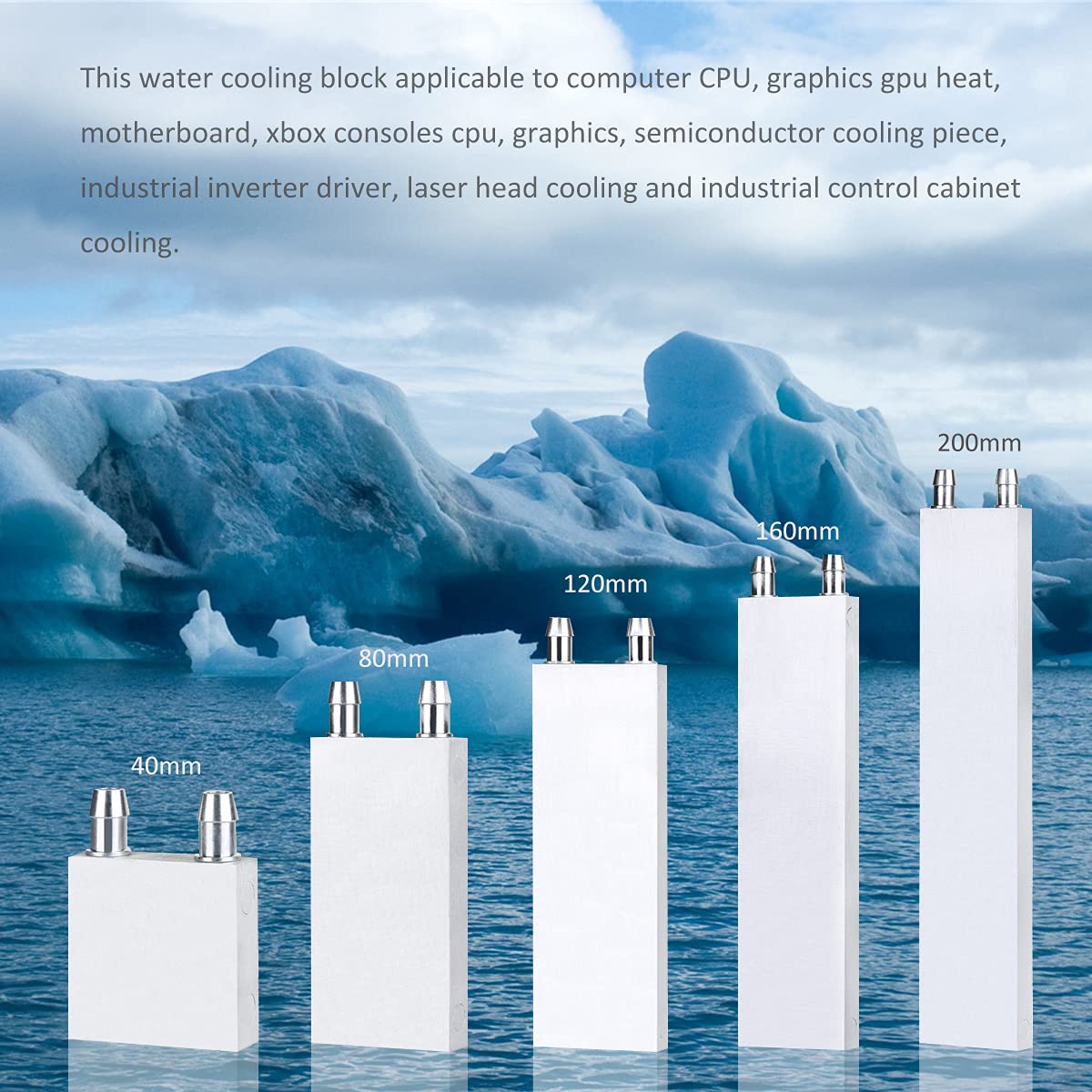 Clyxgs Aluminum Water Cooling Block,Liquid Cold Water Plate Heat Sink Water-Cooled Exchanger Head semiconductor Refrigeration Sheet CPU Graphics Radiator Heatsink Endothermic Head(40 x 200 x 12mm)2pcs