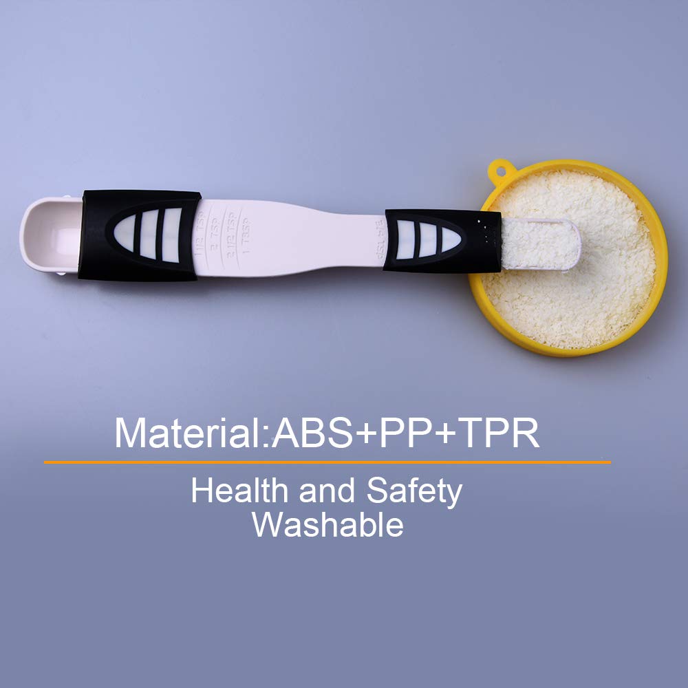 Adjustable Measuring Spoon White,Creative Double End Adjustable Scale, Eight Stalls Measuring Spoon,Measuring Dry/Semi-Liquid Ingredients,Metering Spoon for Baking,Cooking,Coffee,Sugar,Salt,Powder.