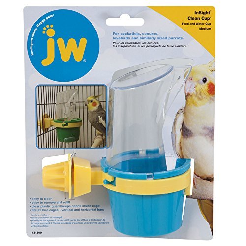 JW Pet Company Clean Cup Feeder and Water Cup Bird Accessory, Medium, Colors May Vary