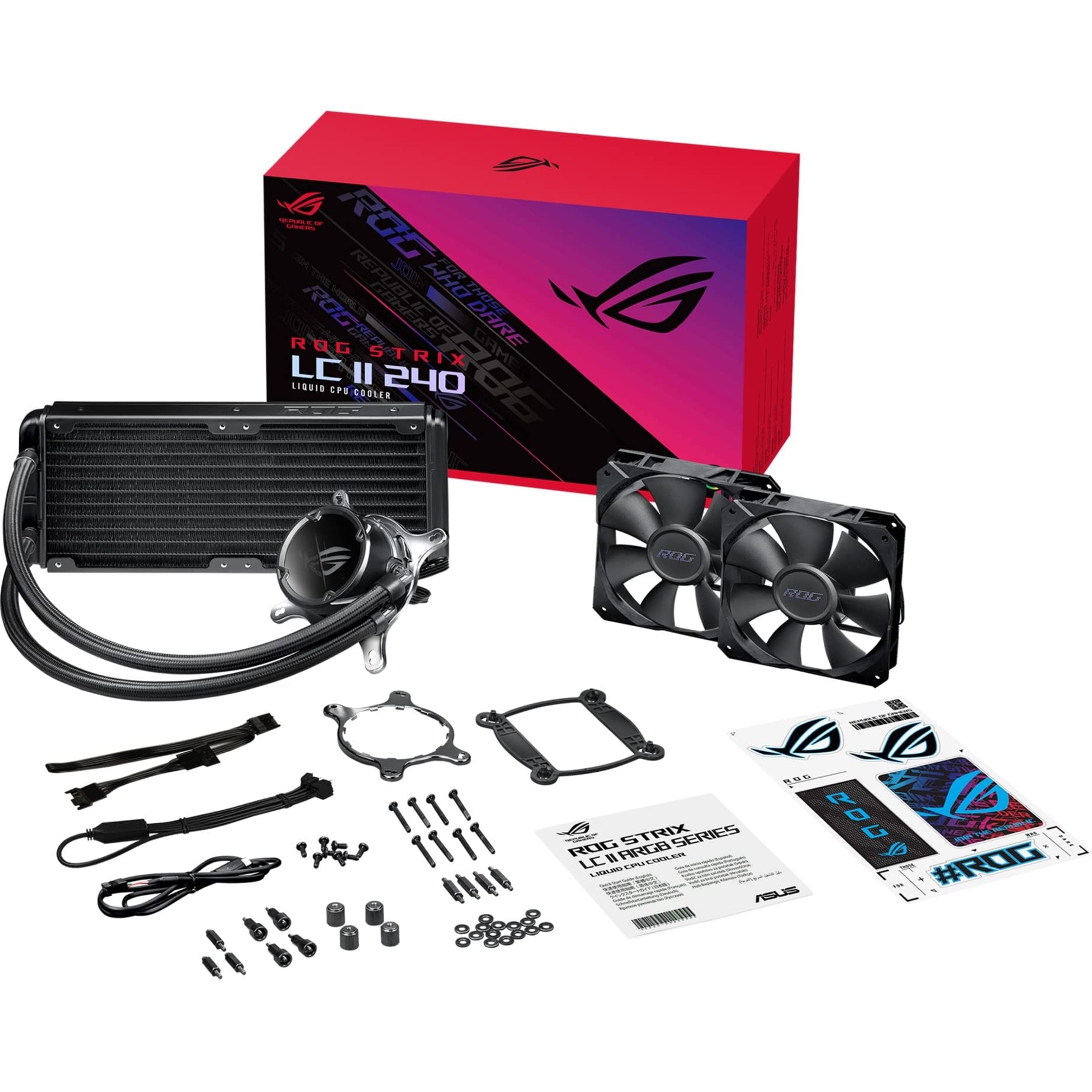 ASUS ROG Strix LC II 240 All-in-one AIO Liquid CPU Cooler 240mm Radiator, Intel LGA1700, 115x/2066 and AMD AM4/TR4 Support,2x120mm 4-pin PWM Fans