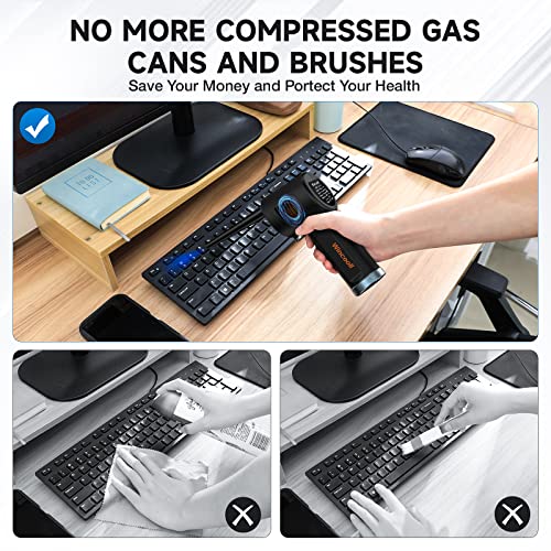 Air Duster for Computer Keyboard Cleaning - Cordless, Rechargeable 6000mAh Battery,Powerful Brushless Motor and 10W Fast Charging Air Duster Compressed Air