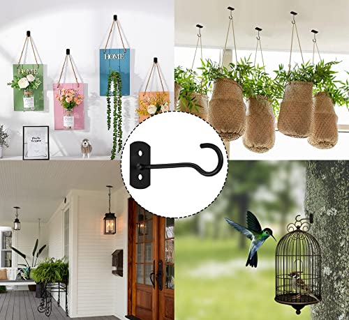 ASZUNE Plant Hook 6inch,Plant Hanger Shepherds Plant Bracket for Wall Hanging Wind Chimes Lanterns,Bird Feeder,Flower Basket,Home Decor Indoor & Outdoor 2 Pack Black