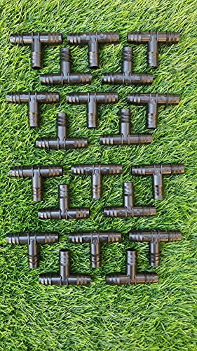 Drip Irrigation Universal Barbed Tee Fitting, Barbed Connectors for 5/8" Drip Tubing Connectors compatible with Rain Bird and Most 5/8" Tubing or Sprinkler Systems (20 in pack)
