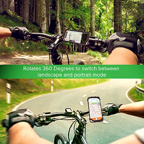 E Tronic Edge Bike Phone Mount - Rotating Cell Phone Holder for Bicycle Handlebar Compatible with iPhone 6 7 8 X 11 12 13 Samsung Galaxy (All-Terrain)