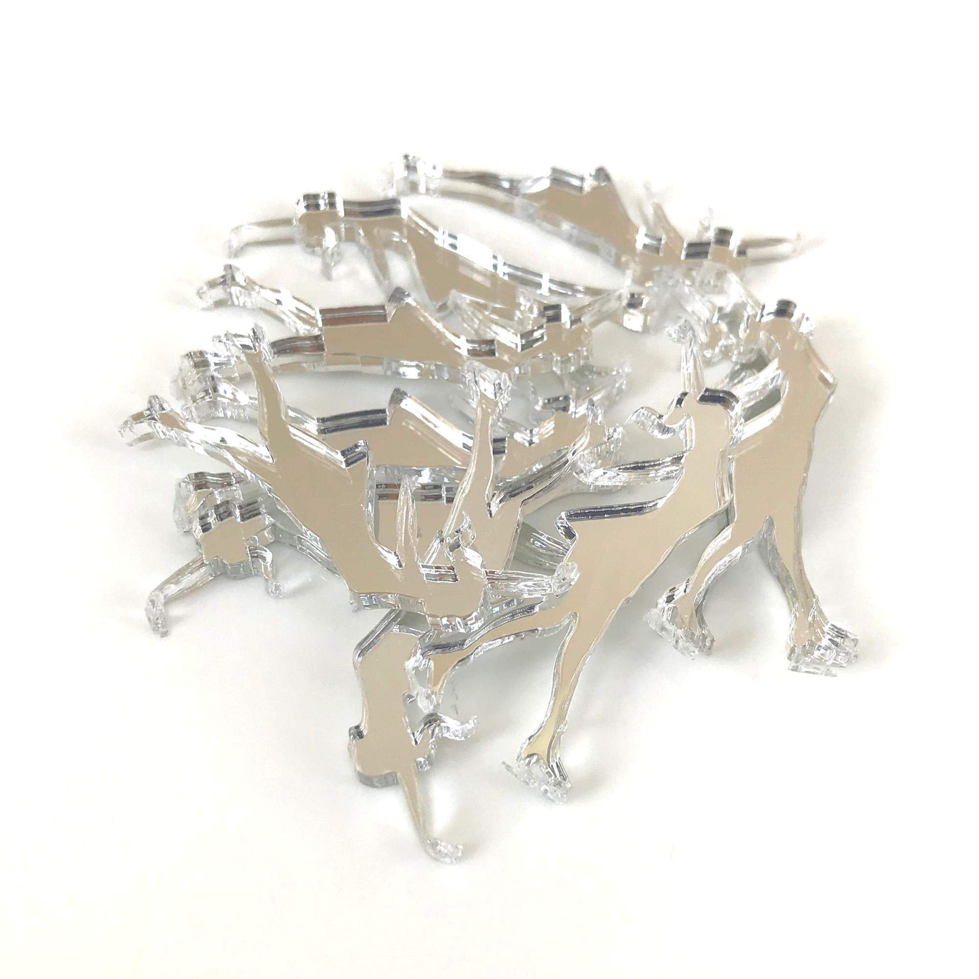 Super Cool Creations Ice Skater Shaped Crafting Mirrors, Set of 10, Many Colours, Shatterproof Acrylic, Graphite, Pack of 20 x 2cm