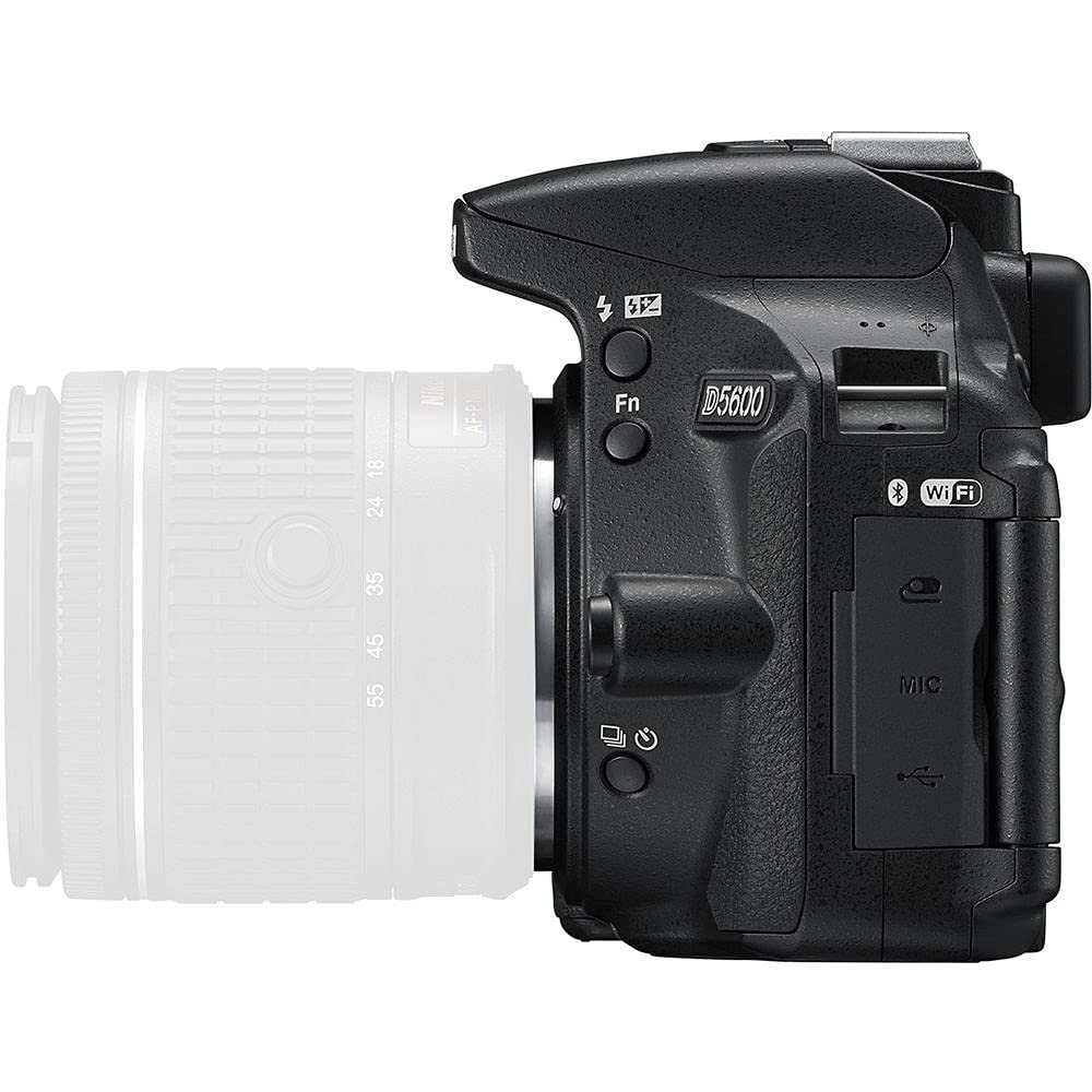 Nikon D5600 24.2MP DSLR Digital Camera (Body Only) (1575) Deluxe Beginner Bundle Kit -Includes- Sandisk 64GB SD Card + Large Camera Gadget Bag + Spare Battery + Deluxe Cleaning Kit + More