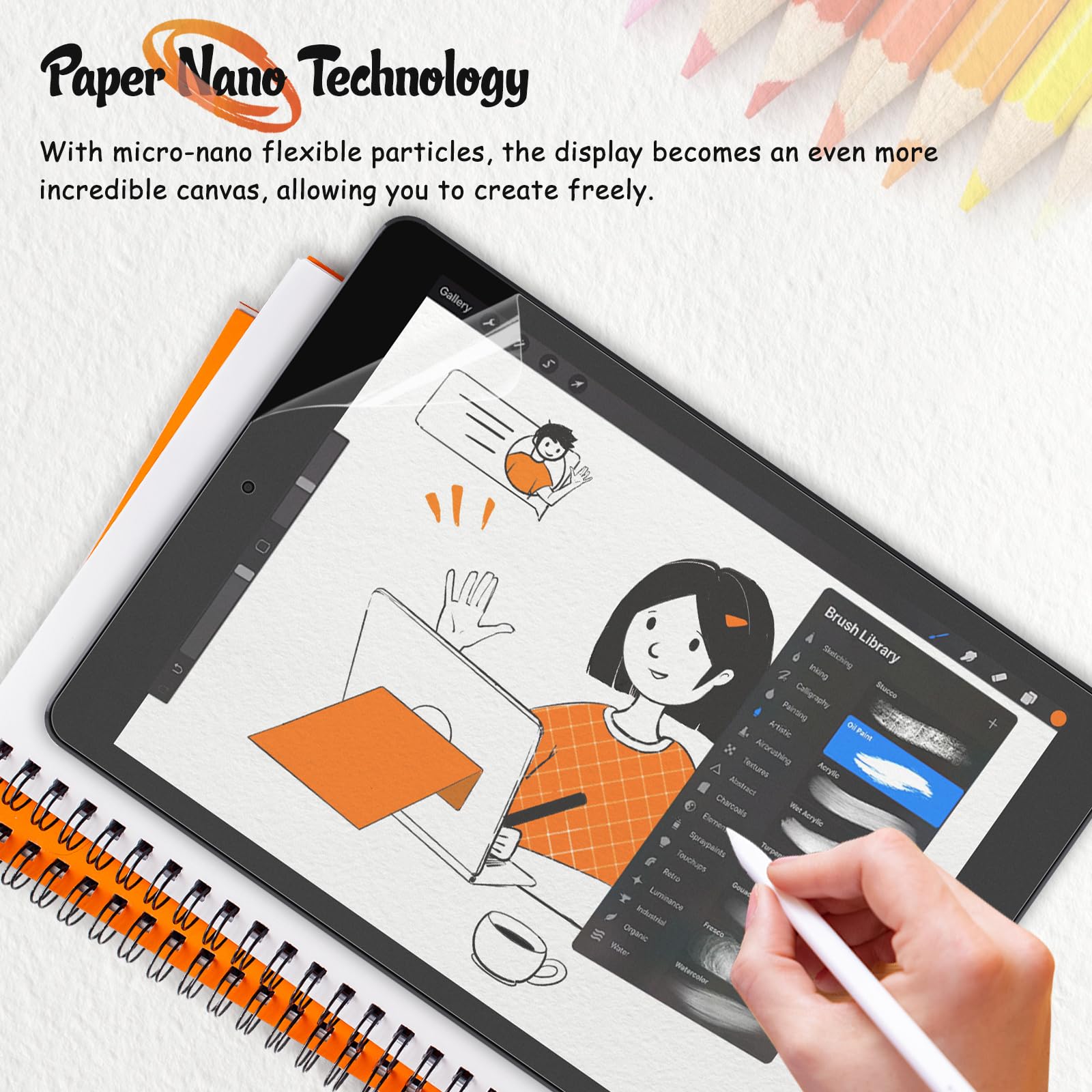 KCT 2 Pack Paperfeel Screen Protector Compatible with iPad 9th/8th/7th (10.2-Inch, 2021-2019), Matte PET Film, No Glare, Scratch Resistant, Compatible with Apple Pencil