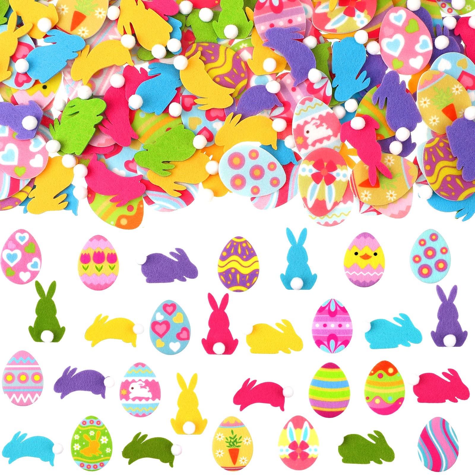 300 Pcs Easter Stickers Bunny Rabbit Egg Felt Self Adhesive Stickers for Kids Easter Arts Embellishments Crafts Scrapbook Gift Holiday Activities Boxes Envelope Party Supplies Decor