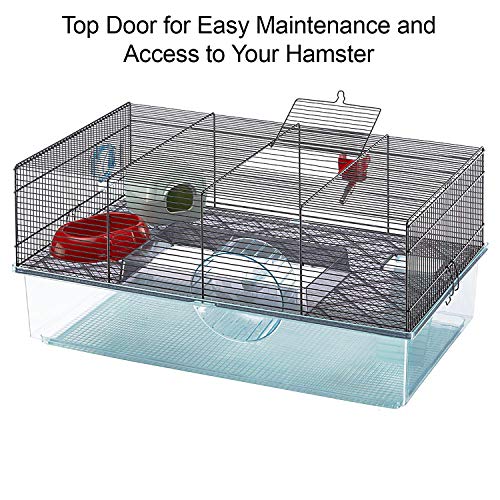 Favola Large Hamster Cage Includes Free Water Bottle, Exercise Wheel, Food Dish & Hamster Hide-Out Measures 23.6L x 14.4W x 11.8H-Inches & Includes 1-Year Manufacturer's Warranty