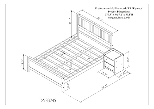 Anwick Twin Bed Frame Wood Slats Platform Twin Size Bed Frame with Headboard, No Box Spring Required Single Platform Bed Frame for Girls Boys (White)