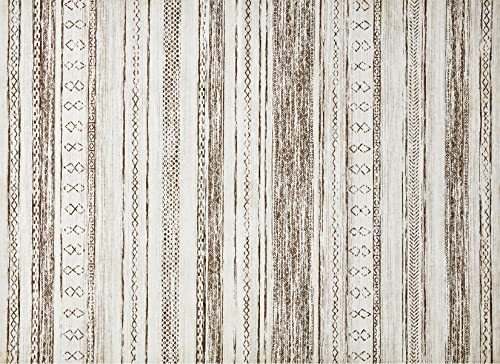 Area Rug Living Room Rugs - 5x7 Washable Large Soft Neutral Boho Moroccan Bohemian Farmhouse Rug Indoor Floor Carpet for Bedroom Under Dining Table Home Office Decor - Cream Brown