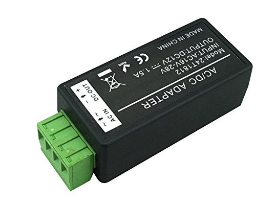 BeElion 24V AC to 12V DC Convertor, 1.5 Amp Supply Current Power Adapter and 2.1 x 5.5mm DC Power Male Plug Pigtail for Surveillance Security Camera CCTV
