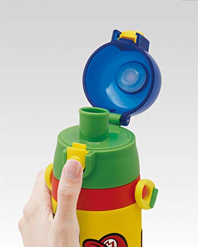 Skater SDPV5-A Children's Stainless Steel Direct Drinking 3D Water Bottle, Kids, 16.2 fl oz (480 ml), Super Mario Boys