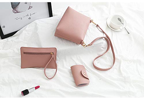 Andongnywell 4 Pack Women Handbag Set PU Leather Handbags Sets Tote Shoulder Bag Purse Card Holder 4pcs Set