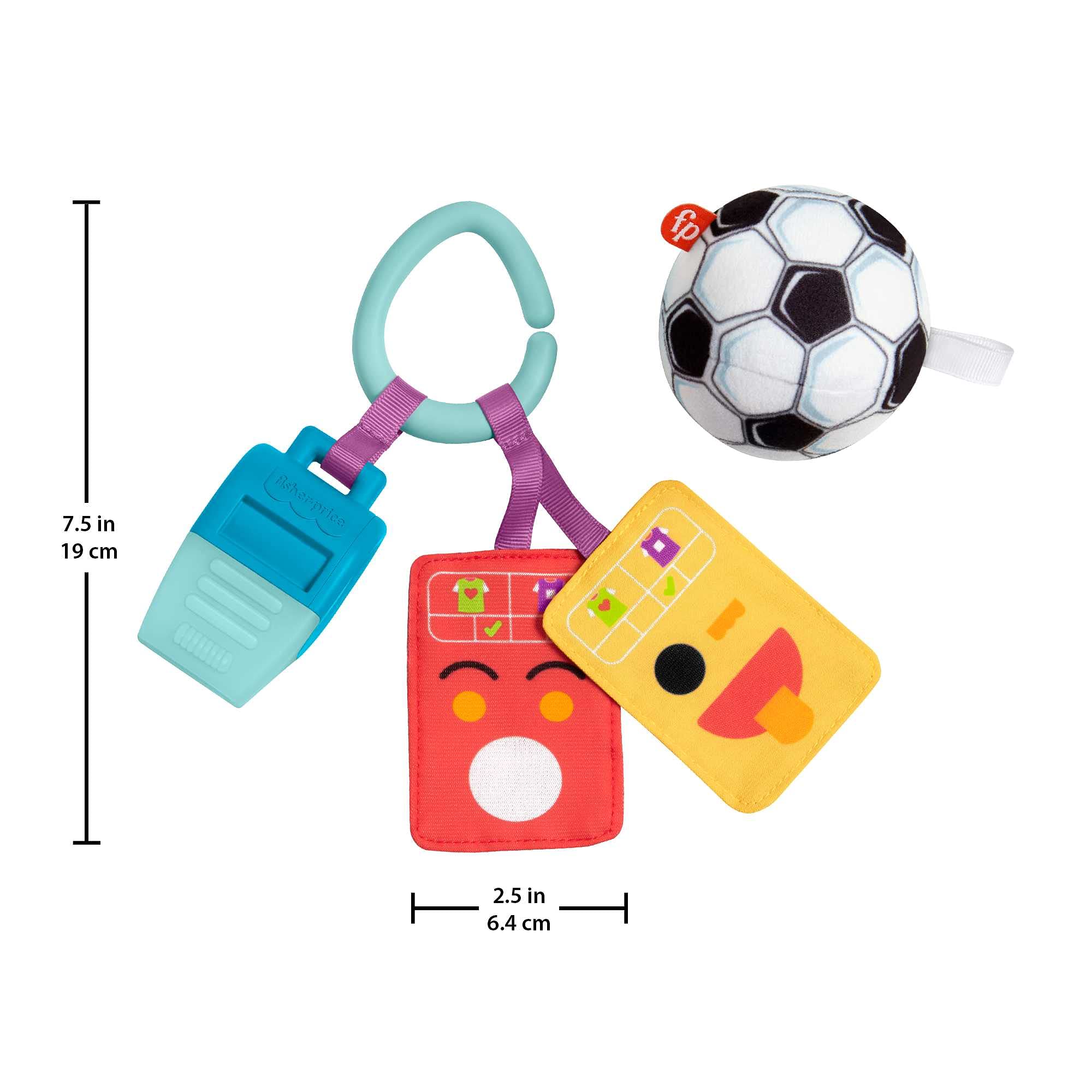 Fisher-Price Baby Toys Just for Kicks Gift Set, 3 Soccer-Themed Rattle Teether & Crinkle Activities for Developmental Play Newborns Ages 0+ Months