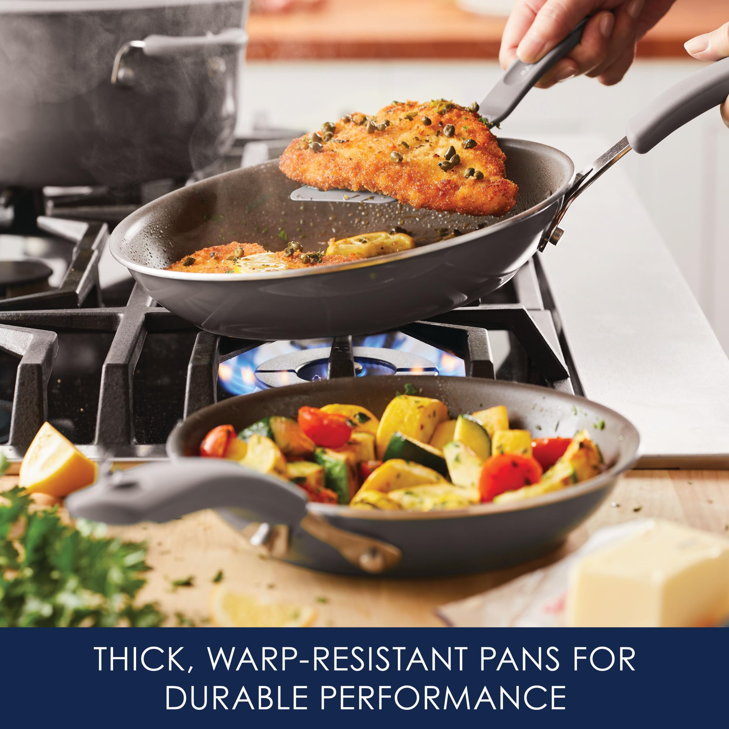 Rachael Ray Cook + Create Nonstick Frying Pans/Skillet Set, 9.5 Inch and 11.75 Inch, Gray