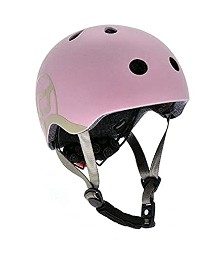 Scoot and Ride - Matte Finish Kid's Helmet with Adjustable Straps (Rose, XXS Small-Small) - Includes LED Safety Light and Soft Fleece Padding for Extra Protection