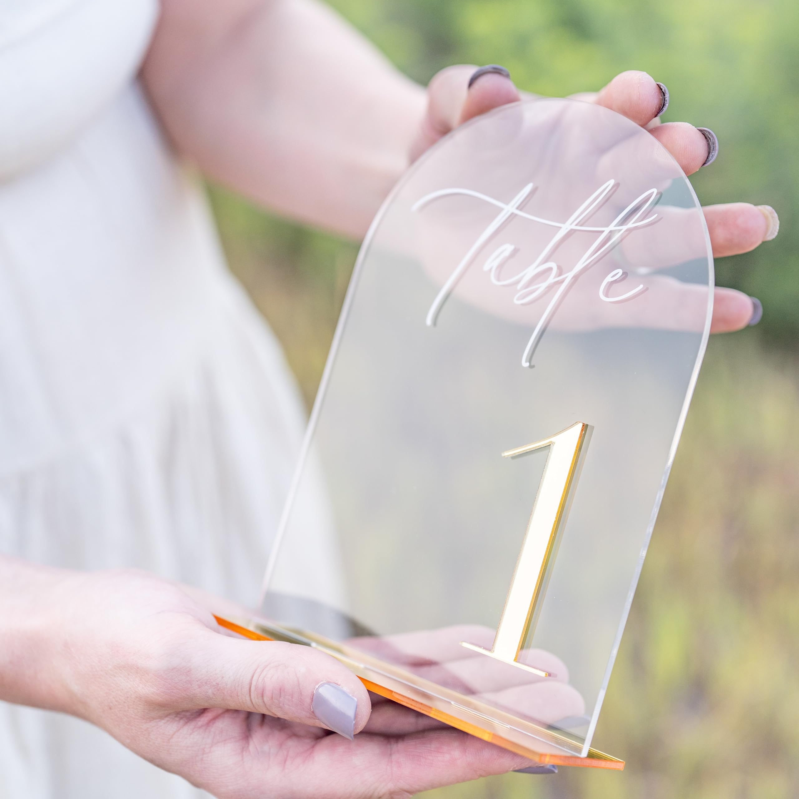 Acrylic Wedding Table Numbers 1-20 w/Stand, 5 x 7β Elegant Gold Table Numbers 1-20, Durable & Thick Table Number Signs, Acrylic Table Numbers 1-20 for Reception, Birthdays, Anniversary & More