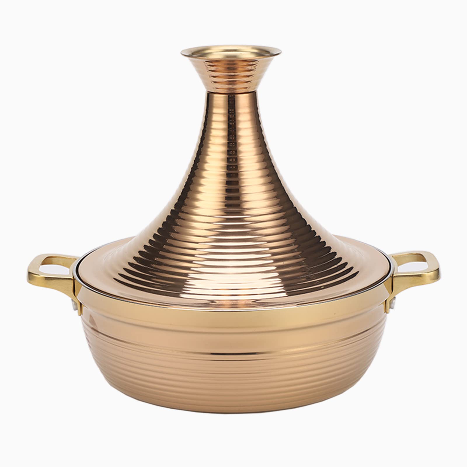 6 Sizes Moroccan Tagine Cooking Pot Tajine Cookware with Cone-Shaped Closed Lid Stew Casserole Slow Cooker for Induction Cooktop Gas Stove,Gold,30cm