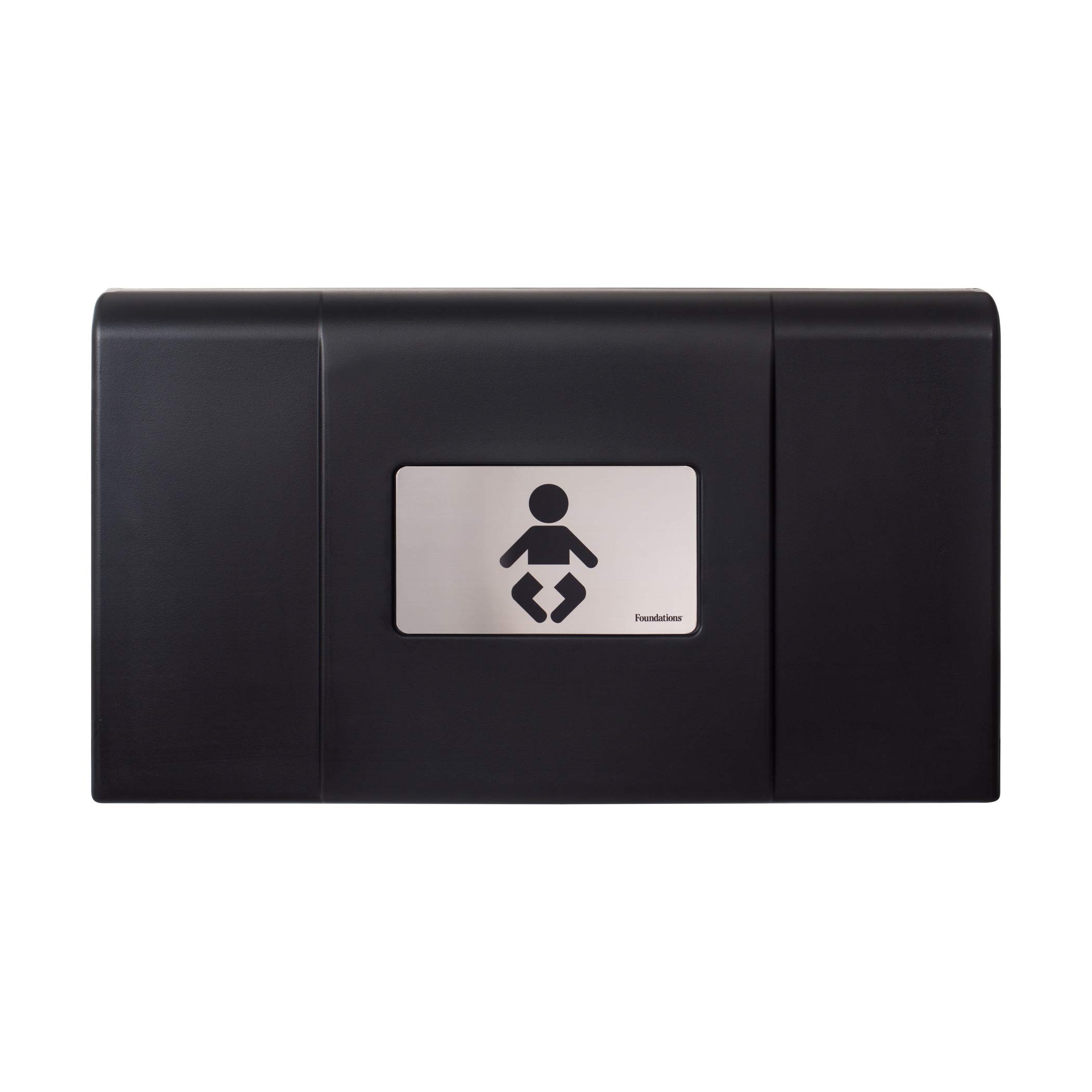 Foundations 200-EH-02 Ultra Horizontal Wall Mounted Baby Changing Station, Polyethylene with Heavy Duty Stainless Steel Hinge, Built-in Liner Dispenser, Two Bag Hooks - Black