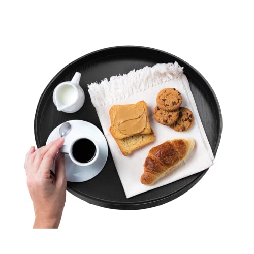 Round Natural Wood Serving Tray, 13inch Wooden Plate Platter Tea Food Dishes Water Drink for Countertop Kitchen Coffee Table Breakfast