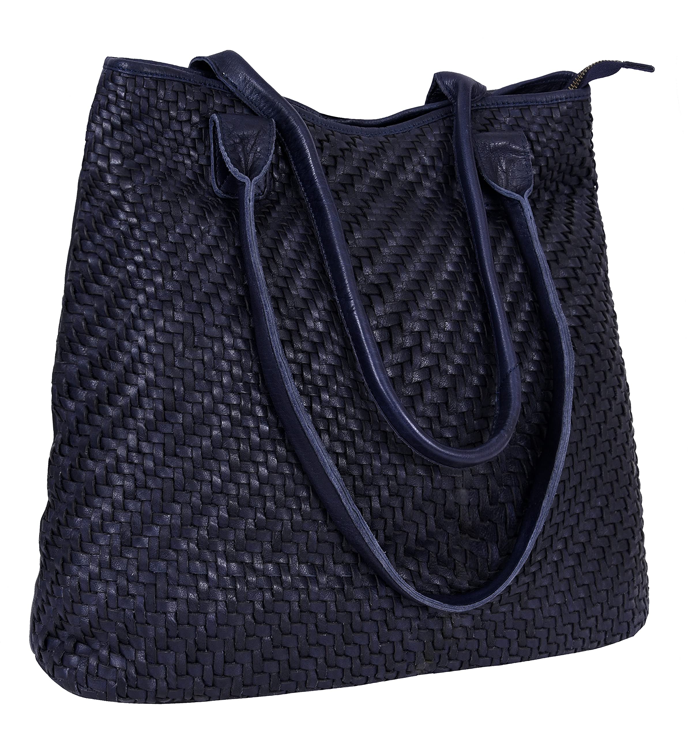 ANTONIO VALERIA Alice Blue Braided Washed Leather HandBag for Women