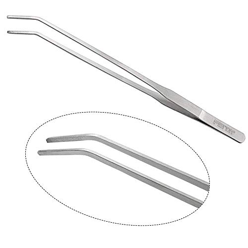 FEITA Aquarium Tweezer Set Long Stainless Steel Curved & Straight Aquarium Feeding Tweezers Scissors Maintenance Tools Kit (3 Pcs)