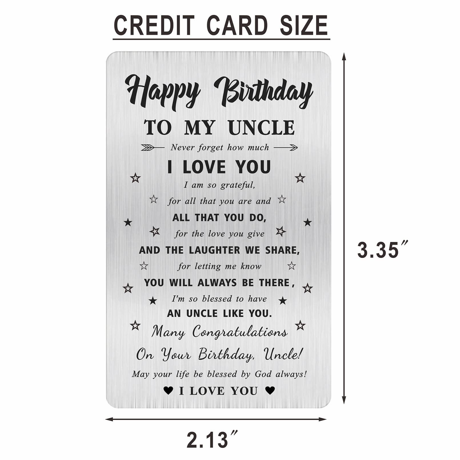 Alotozo Uncle Birthday Card, Happy Birthday Gifts to My Uncle, Bday Engraved Wallet Card Inserts for Uncle