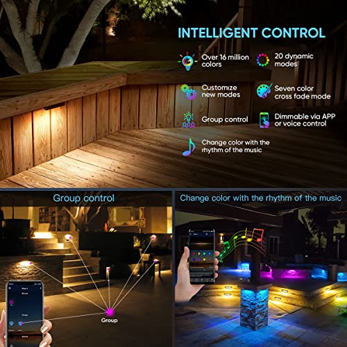 4-Pack Woark Smart Hardscape Lighting, Retaining Wall Lights, 3W 7 Inch, IP65 Waterproof Step Light, 12V Low Voltage AC/DC, Soft White 2700K, Compatible with Alexa & Google Assistant