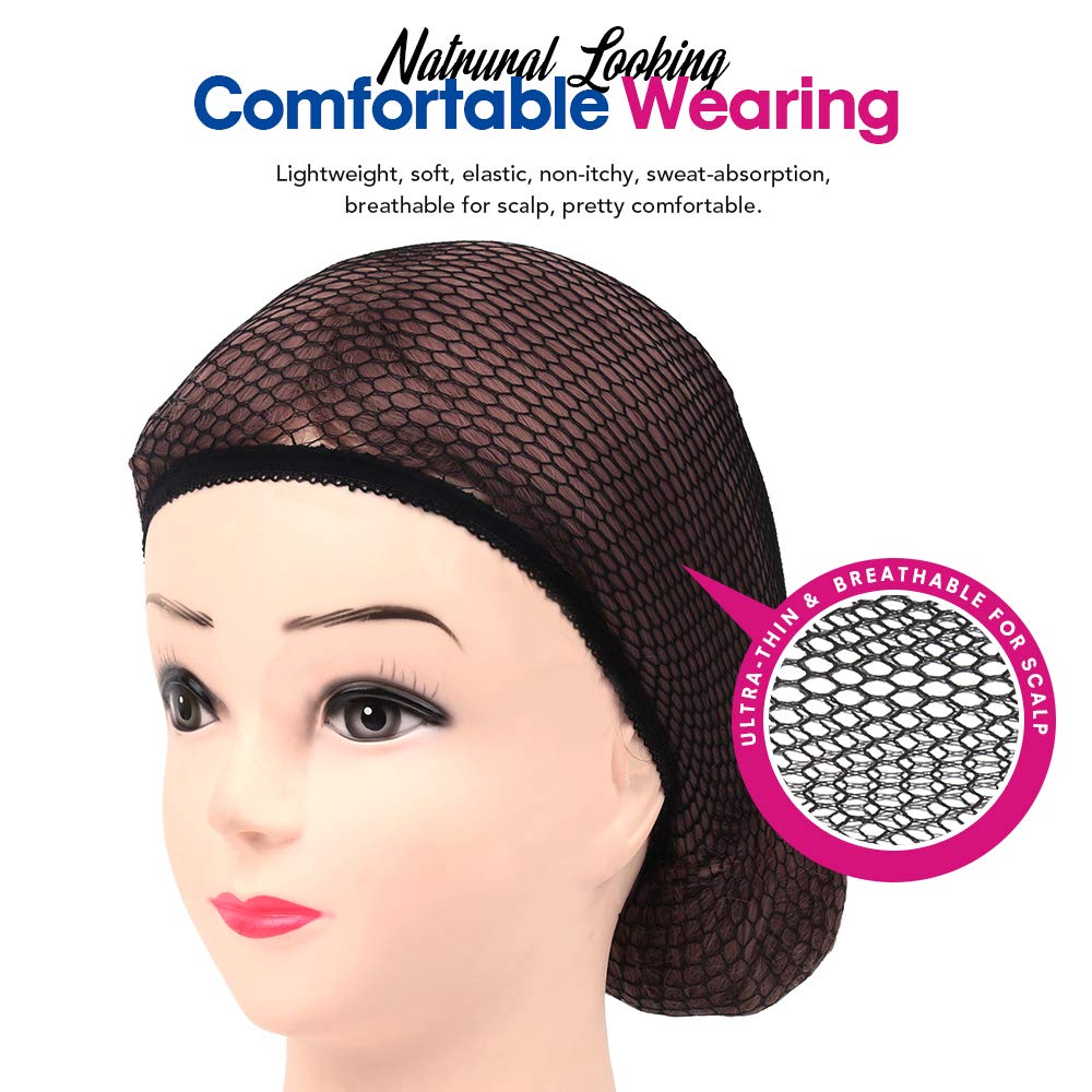 LEOBRO 10 PCS Wig Caps, Includes 4 PCS Brown Stocking Wig Caps, 4 PCS Light Brown Stocking Wig Caps, 2 PCS Black Mesh Net Wig Caps for Women Girl Kids Men, Cosplay Party Use
