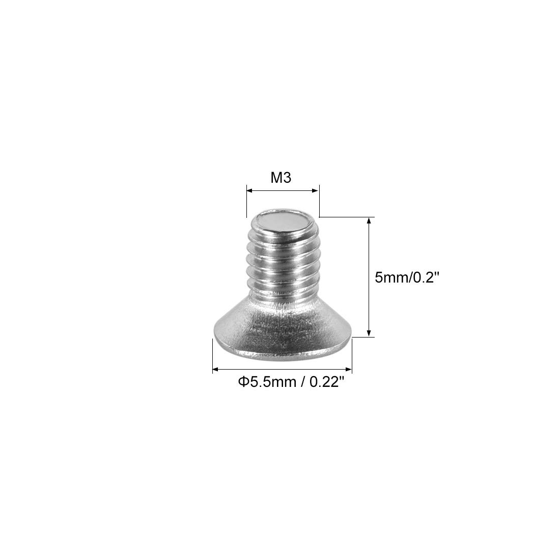 uxcell M3x5mm Flat Head Machine Screws, Phillips Cross Screw, 304 Stainless Steel, Fasteners Bolts 50Pcs