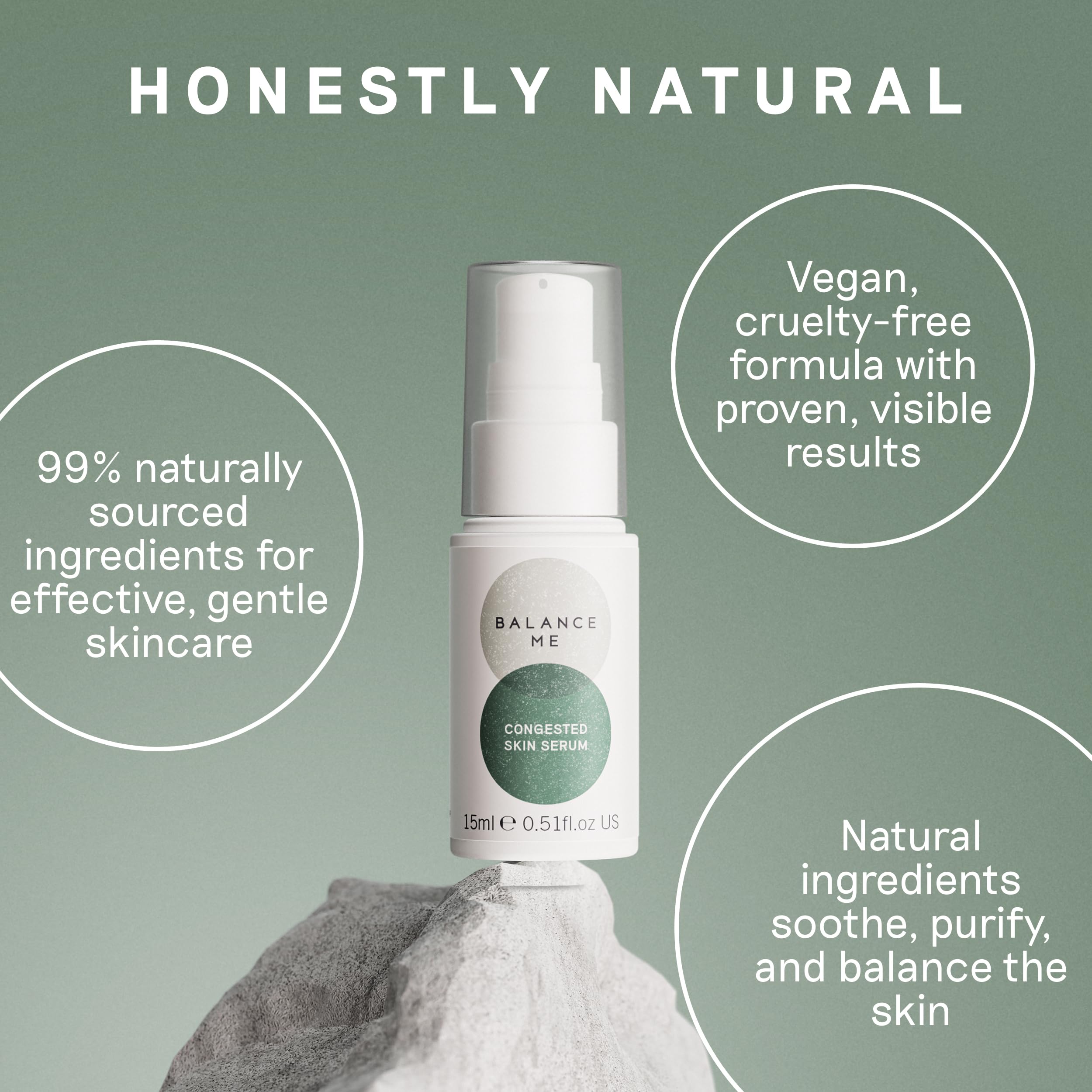 Balance Me Congested Skin Serum 0 5 fl oz Acne Spot Gel for All Skin Types Targets Blemishes Reduces Redness Calms Clears Vegan Natural
