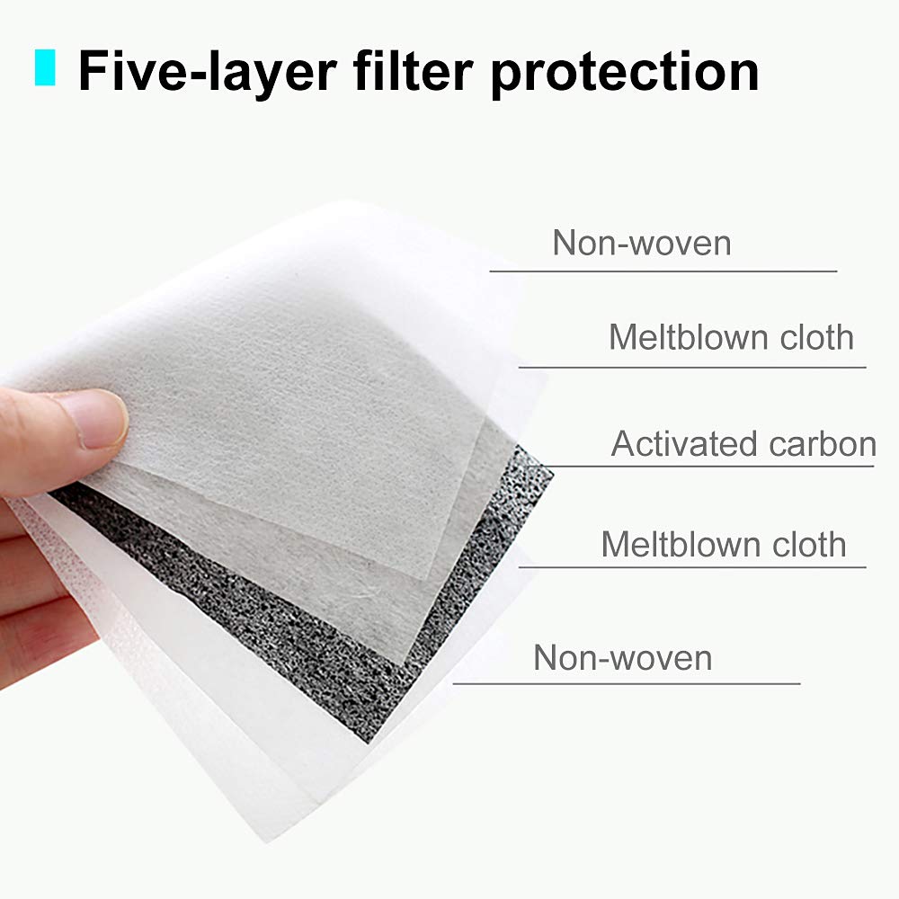 5Pcs Kids Reusable Washable Facial Cotton Covering Breathable Seamless Cotton Children-Includes 10Pcs Filters