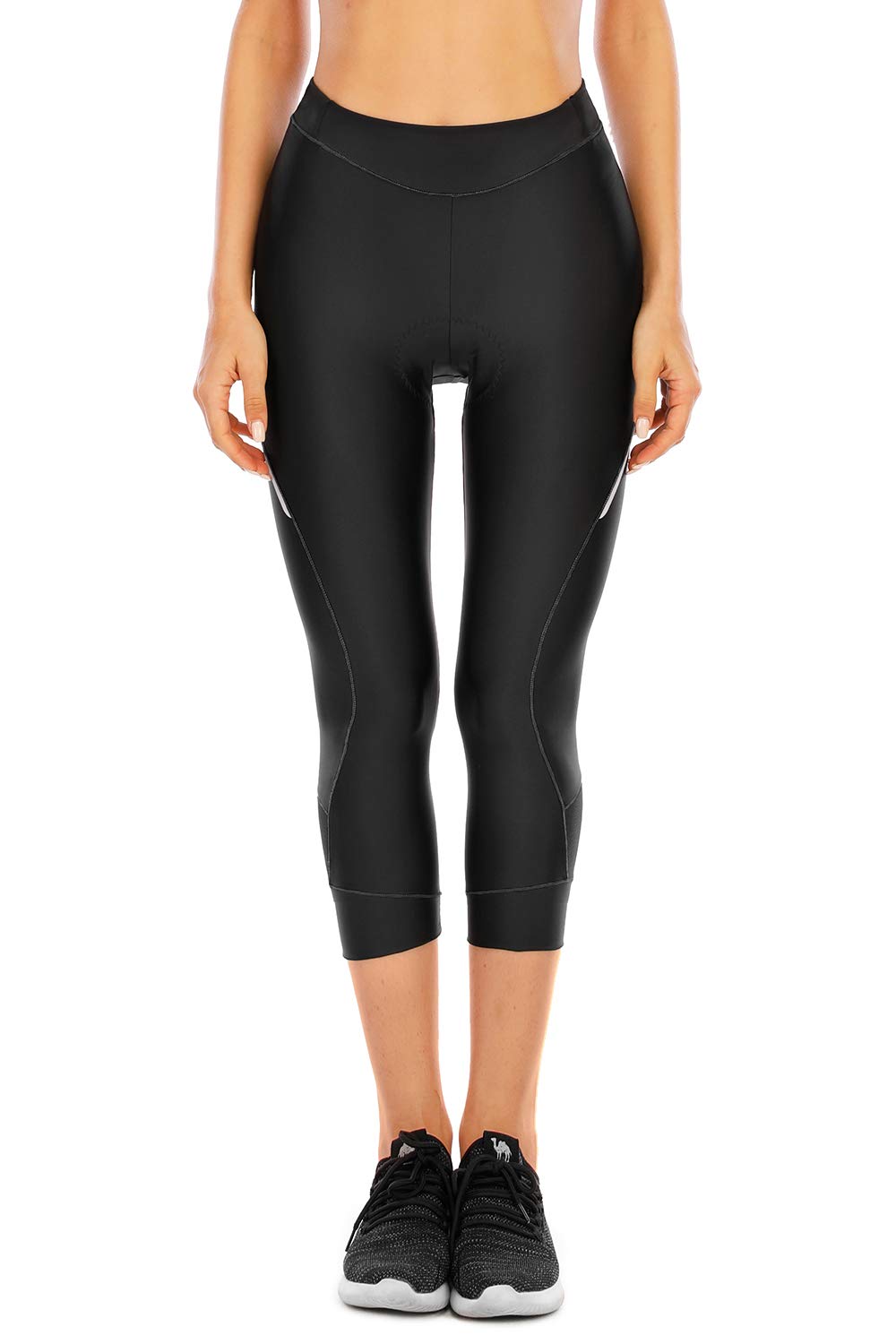4ucycling Premium 3d Padded Breathable ¾ Cycling Tights, Black/Pink,WEIGHT:110-121Lbs HEIGHT:5'3-5'5 / M