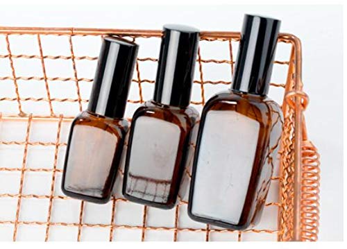 ericotry 3PCS 100ml Empty Refillable Square Amber Glass Cream Lotion Pump Bottles for Makeup Face Cream Facial Cleanser Toiletries Toner Liquid Travel Containers Emulsion Essential Oil Dispenser