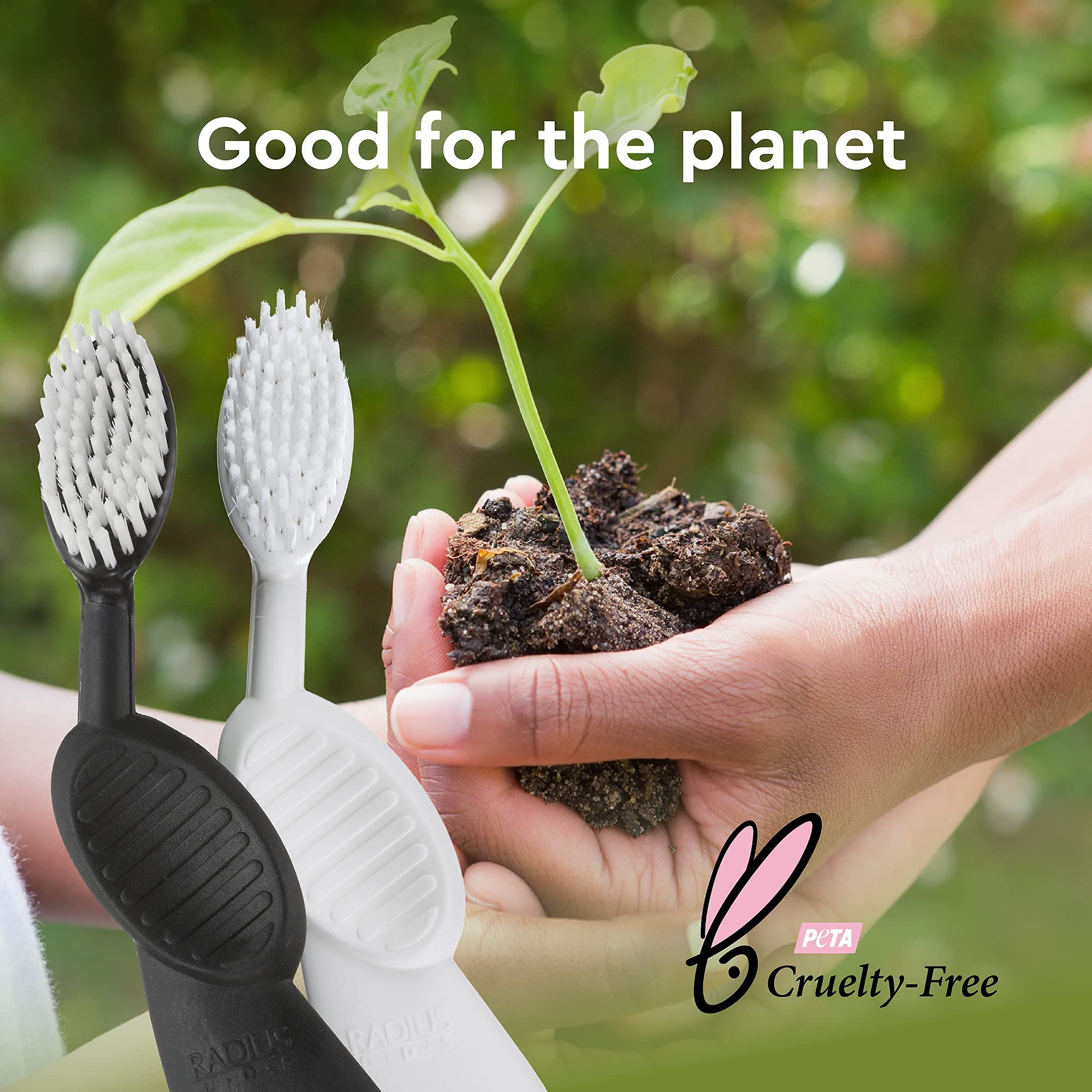 RADIUS Flex Brush with Soft Bristles Toothbrush BPA Free & ADA Accepted Designed to Improve Gum Health & Reduce Issues - Right Hand - Black/White - Pack of 1