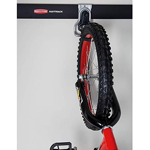 Rubbermaid Heavy Duty Universal Vertical FastTrack Hanging Wall Mount Bike Hook Garage Storage Organizer (2 Pack)
