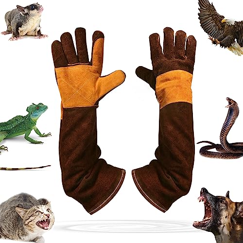 Animal Handling Gloves,Cat Bite Proof Gloves,Leather Welding Gloves For Men And Women,Multipurpose Dog Bite Gloves,Snake & Bird Handling Gloves For Cat Dog Bird Falcon Livestock Snake