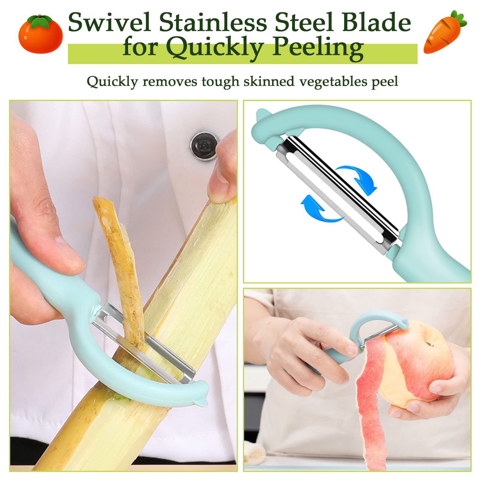 4-Piece Vegetable Peeler Set | Y Peeler for Potatoes, Apples, Carrots, Zucchini and Cucumber | Comfortable Grip Handles | Effortlessly Peel Veggies and Fruits