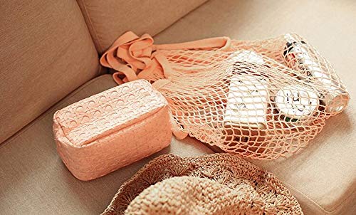 6 Pack Portable,Reusable,Reusable Produce Bags,Washable Cotton Mesh String Organic Organizer Shopping Handbag Long Handle Net Tote (grey blue,Black,Beige,Pink,Purple,Yellow)