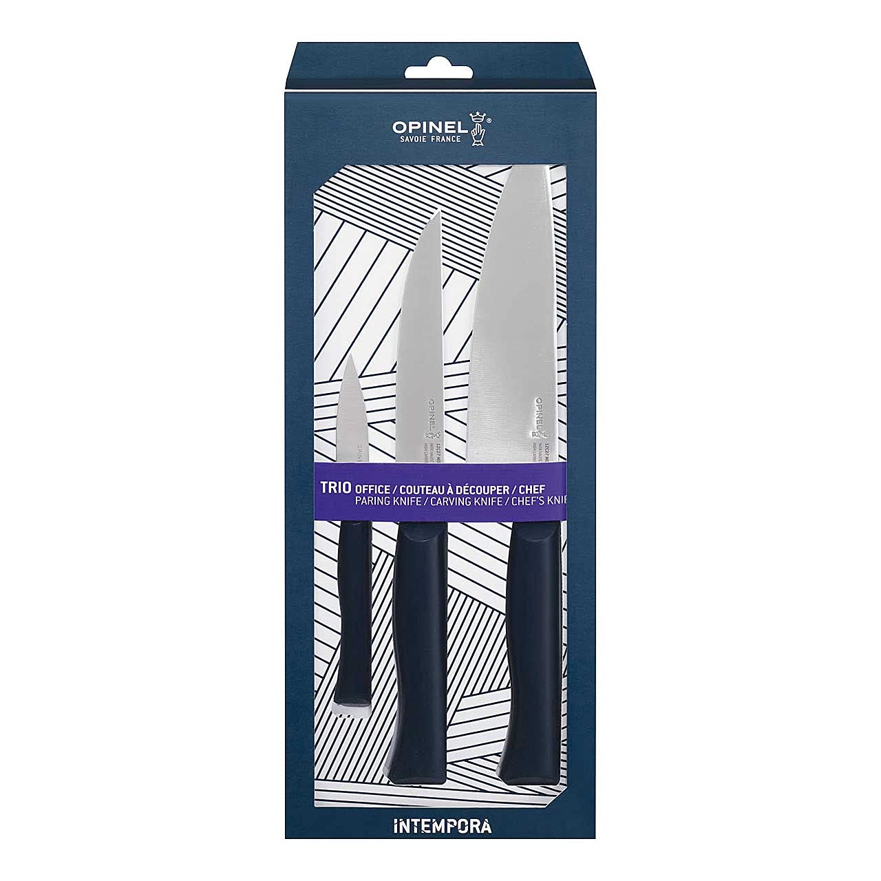 Opinel Intempora Trio Case: 1 Chef Knife + 1 Carving Knife + 1 Patatero Knife 002224