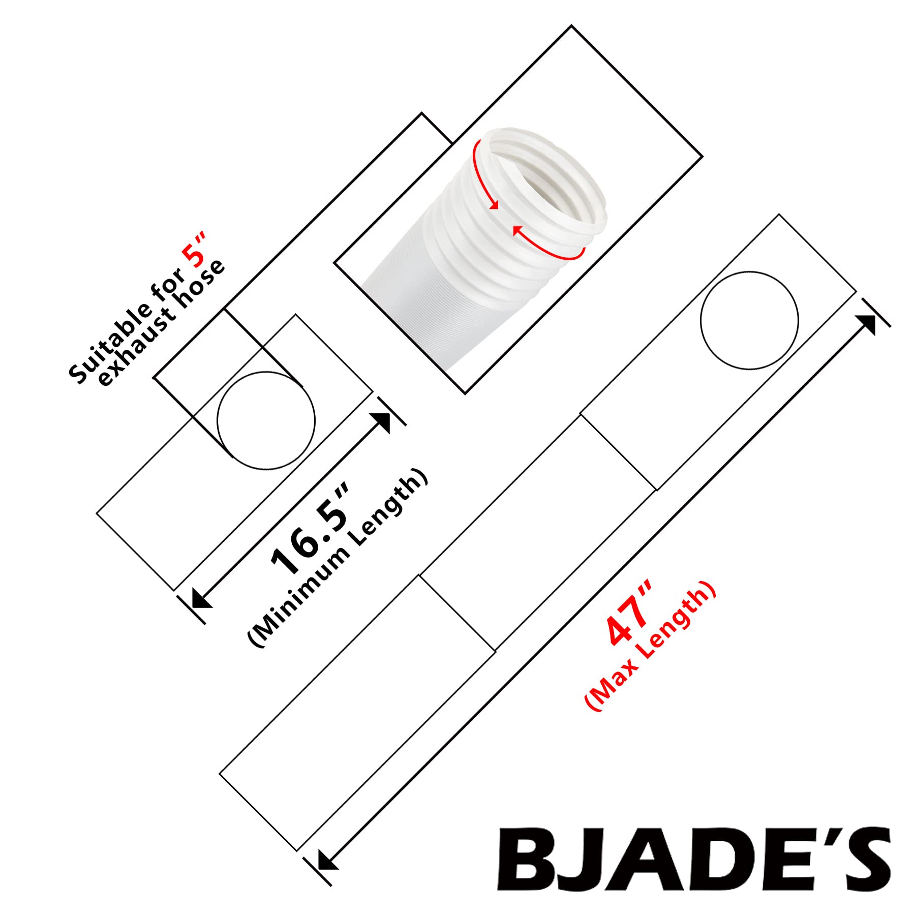 BJADE'S Window Seal Kit for Portable Air Conditioner of Exhaust Hose 5.1 Inch Diameter with Insulating Sealing Tape,Adjustable Portable AC Window Vent Kit for Sliding Glass Windows.