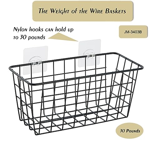 4 Pack Hanging Sorage Basket, Bathroom Basket, Household Goods Storage Basket, with Traceless Tape, no Drilling, for Cabinet Storage, Kitchen, Bathroom, Storage Room(4 Black)