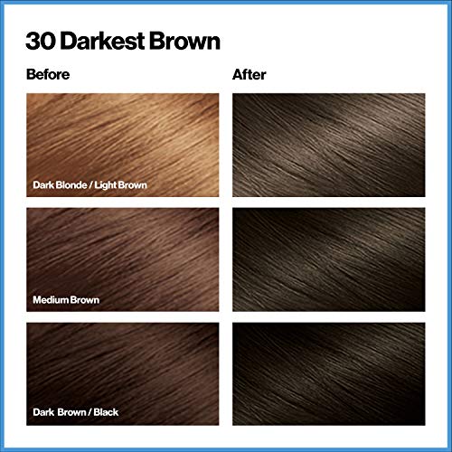 Revlon Permanent Hair Color, Permanent Hair Dye, Total Color with 100% Gray Coverage, Clean & Vegan, 30 Darkest Brown, 10.2 Oz (Pack of 3)
