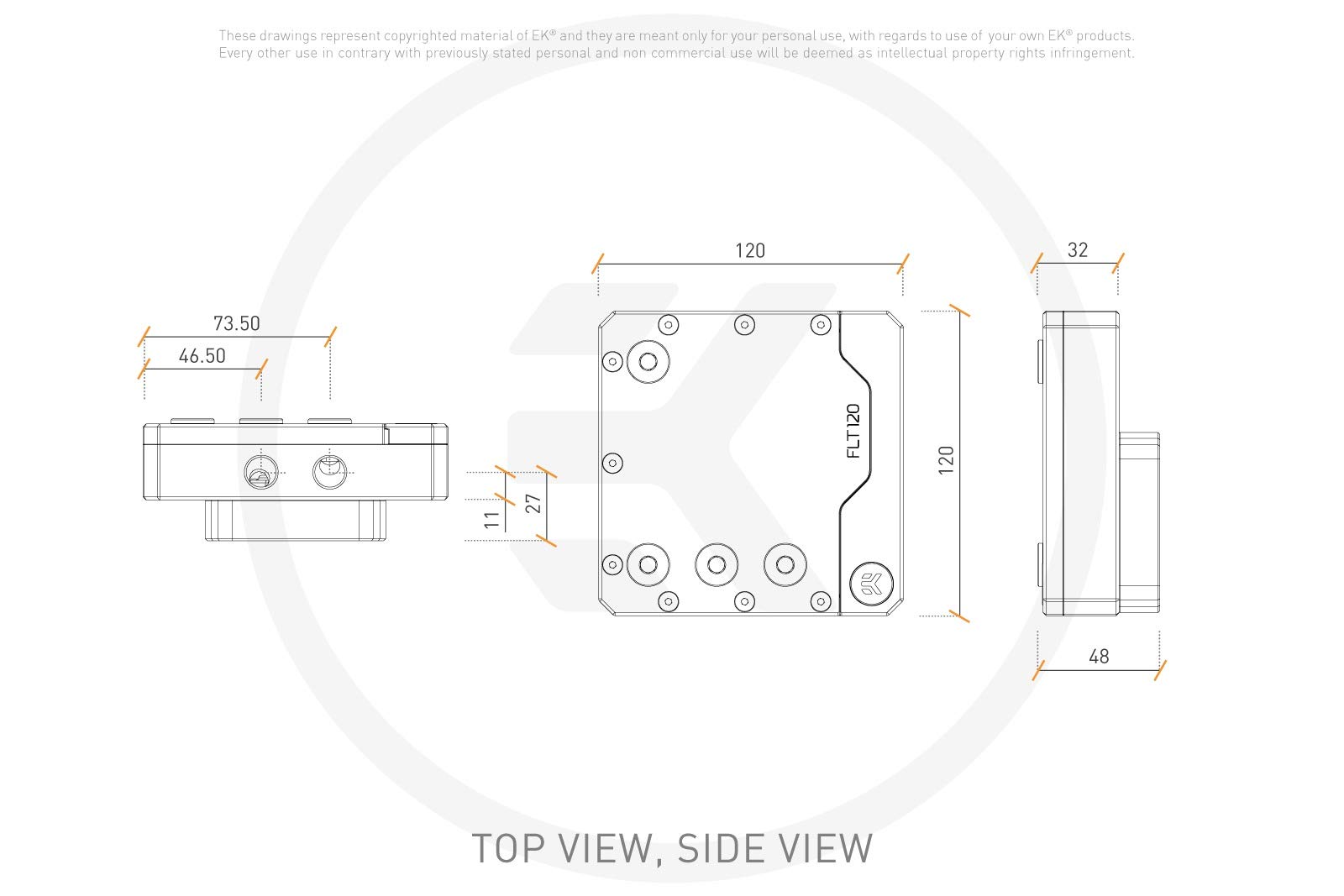 EKWB EK-Quantum Kinetic FLT 120 Reservoir with D5/DDC Body, D-RGB, Pump Not Included, Plexi