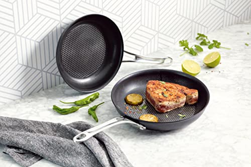 Anolon X SearTech Aluminum Nonstick Cookware Frying Pan Set, 2-Piece, Super Dark Gray