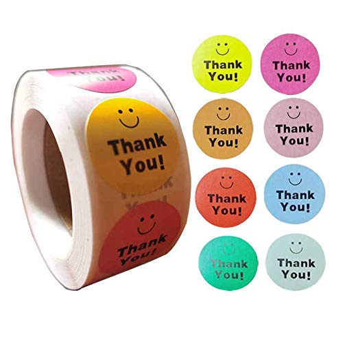 500pcs Colored Thank You Smile Stickers Christmas Stickers Scrapbooking Packaging Seal Labels Stationery Sticker for Party