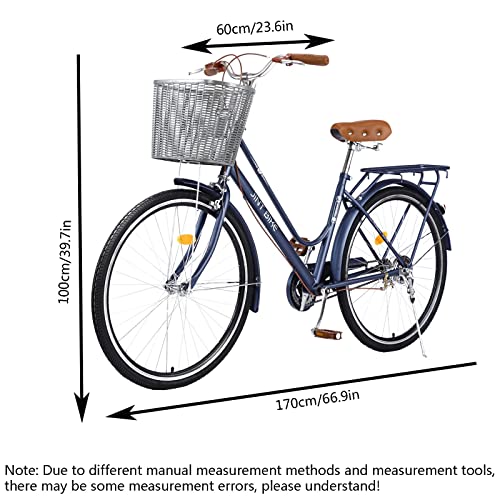 26-Inch Women's Bikes Beach Cruiser Single Speed Bicycle Sturdy & Durable Cruising Bike Seat Height Adjustable Suitable for All Terrain